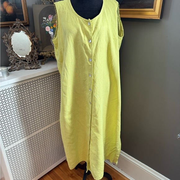 Dresses | Vintage Plus Size Linen Lime Citron Dress | Poshmark
